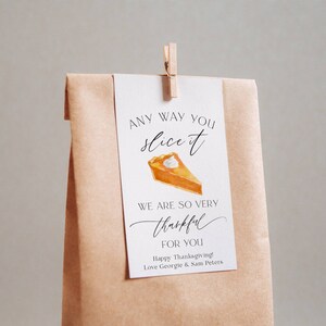 Minimalist Pumpkin Pie Thanksgiving Gift Tag Template, Printable Any ...