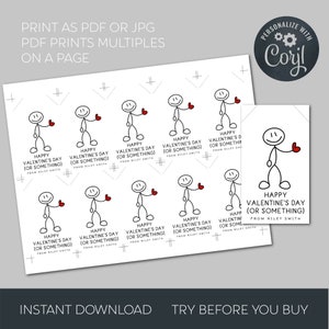 Funny Stick Figure Valentine's Day Gift Tag Template, Printable Ironic ...