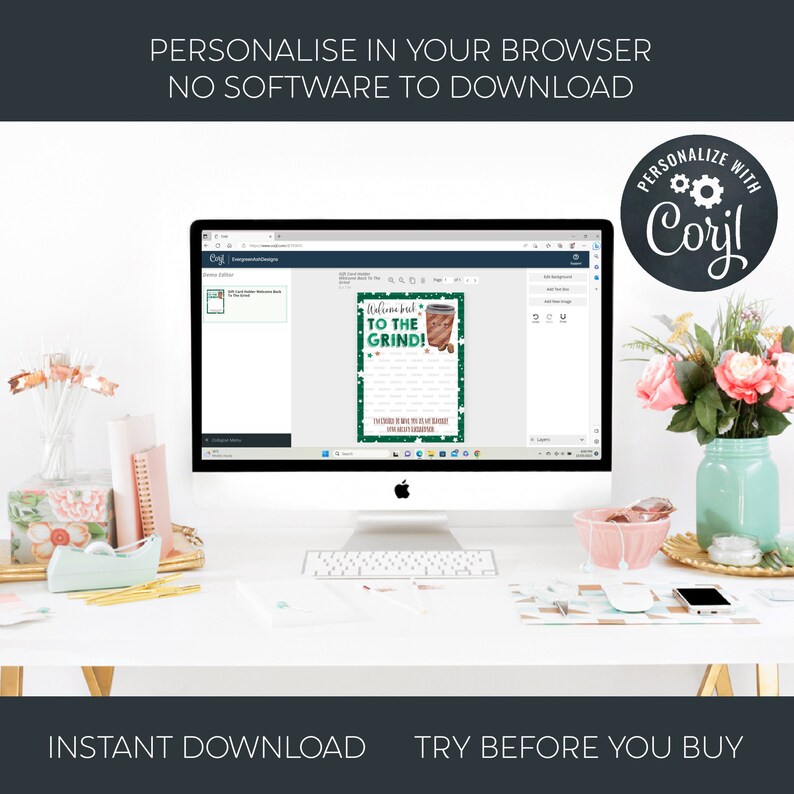 Editable Welcome Back to the Grind Coffee Teacher Gift Card - Etsy