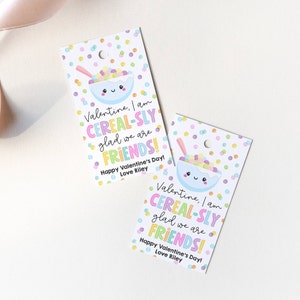 Cereal Valentine's Day Gift Tag Template, Printable Cereal-sly Glad We ...