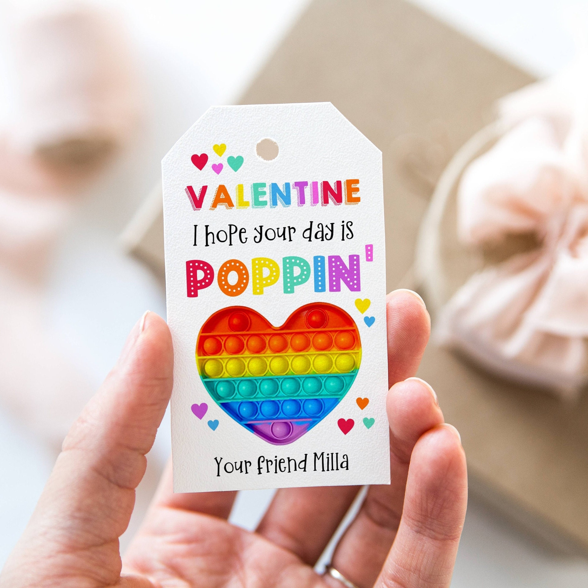 Valentine Pop It Gift Tag Template, Printable Poppin Valentine's Day ...