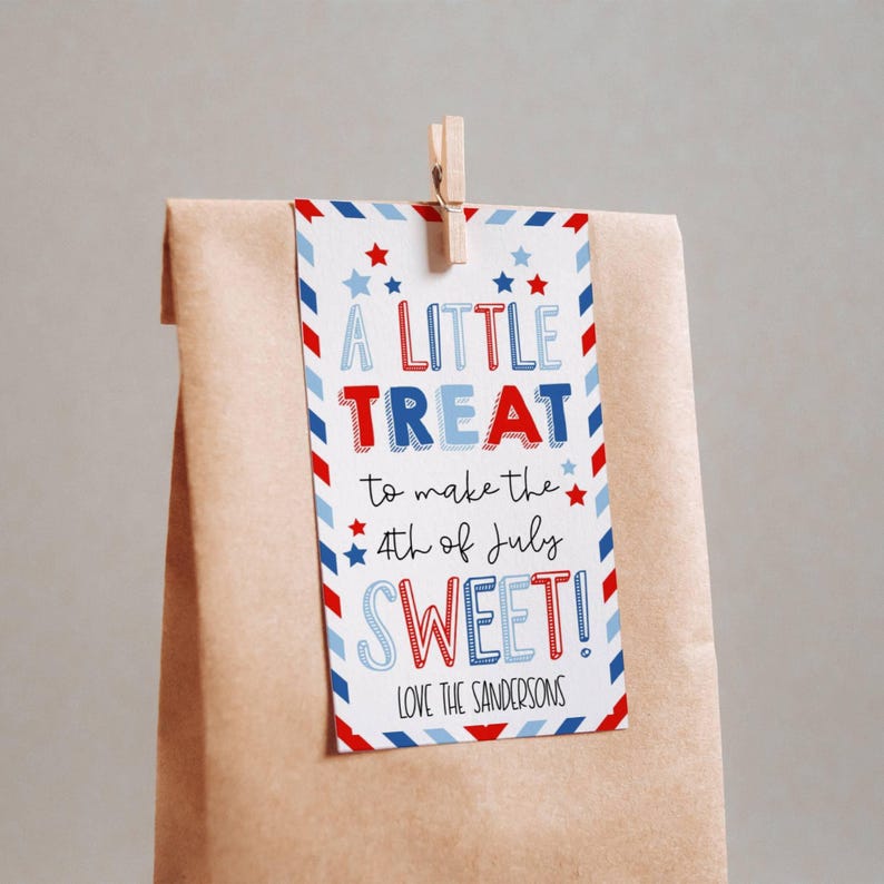 Editable A Little Treat to Make the 4th of July Sweet Gift Tag Template ...