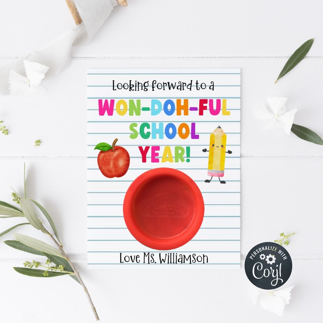 Back to School Play Dough Card Template, Printable Won-doh-ful School ...