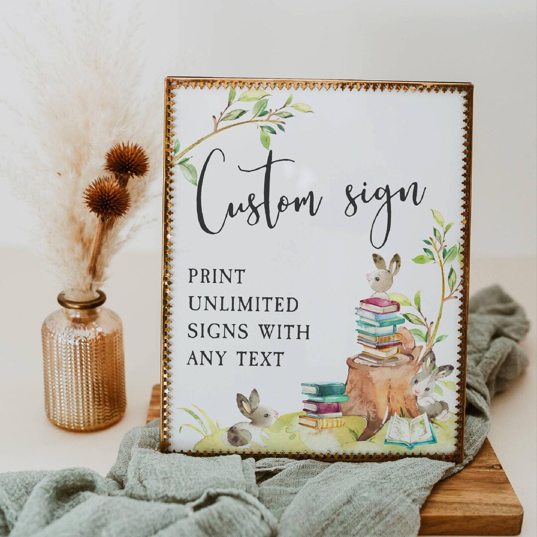 Storybook Baby Shower Custom Sign Template, Printable Book Themed ...