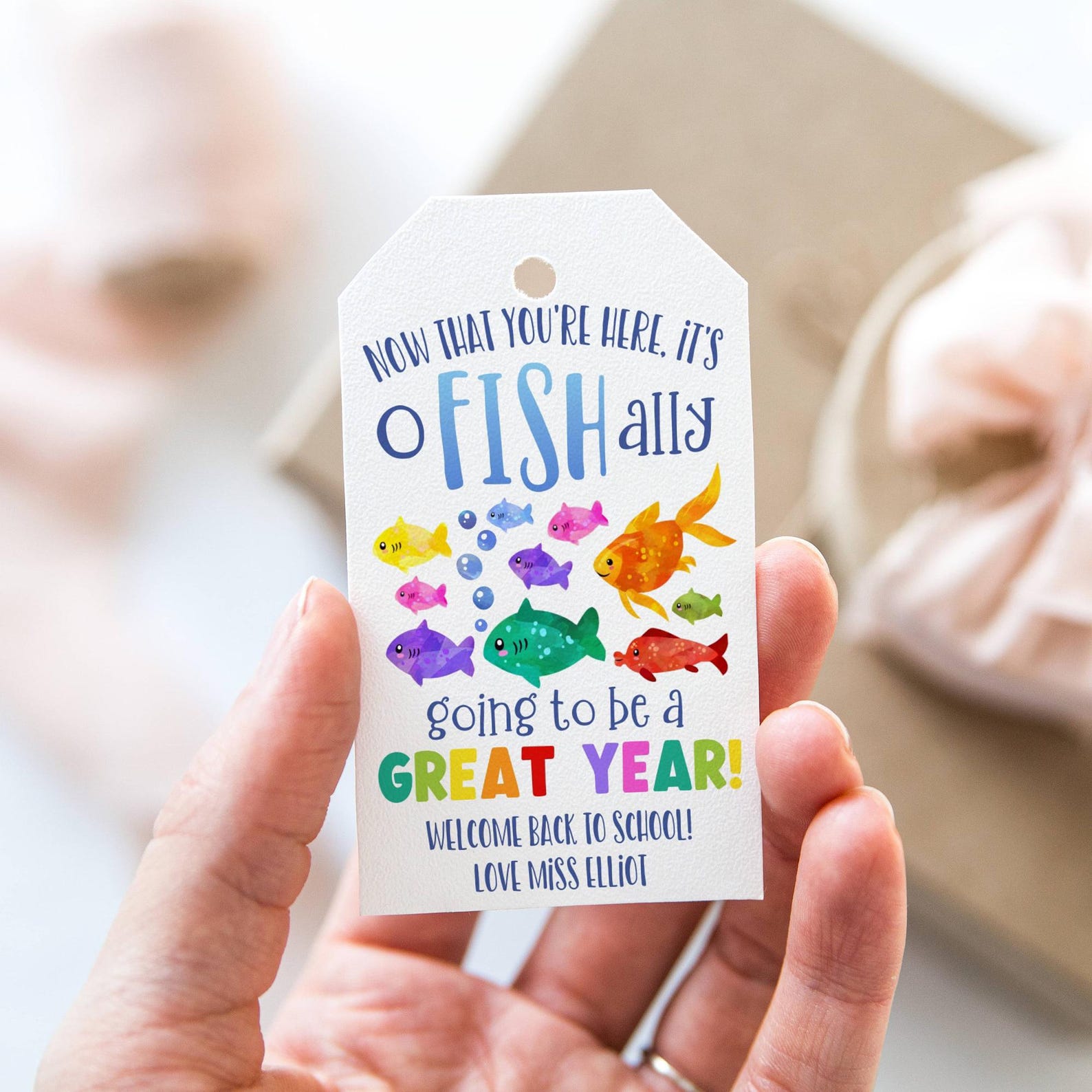 Back to School Fish Gift Tag Template, Printable O-fishally A Great ...
