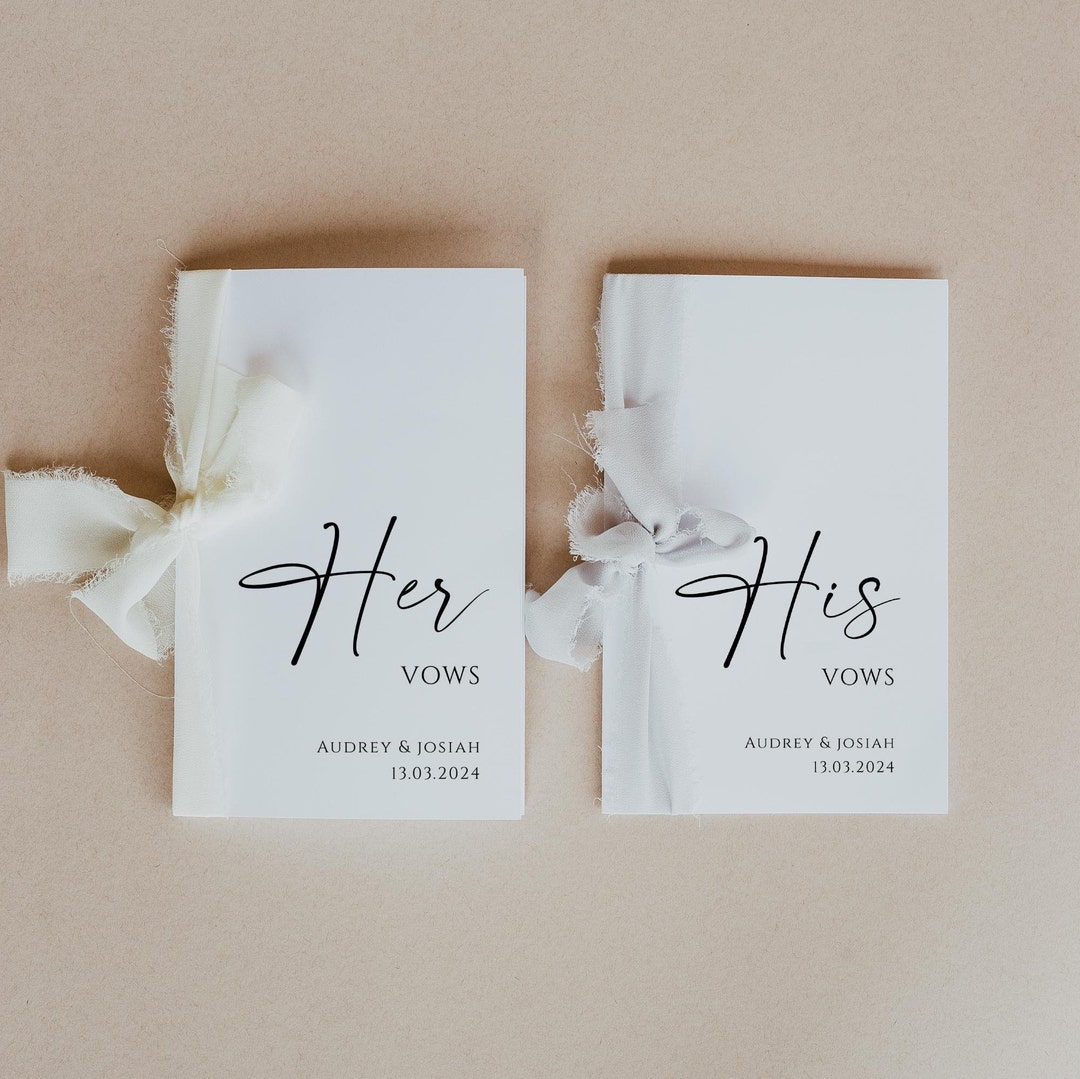 Minimalist Script Wedding Vow Cards Template, Printable Modern Vow ...