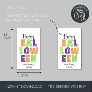 Happy Halloween Gift Tag Template, Printable Class Halloween Favor Tags ...