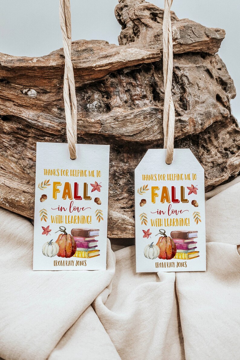 Printable Fall Teacher Gift Tag Template, Editable Books Teacher ...