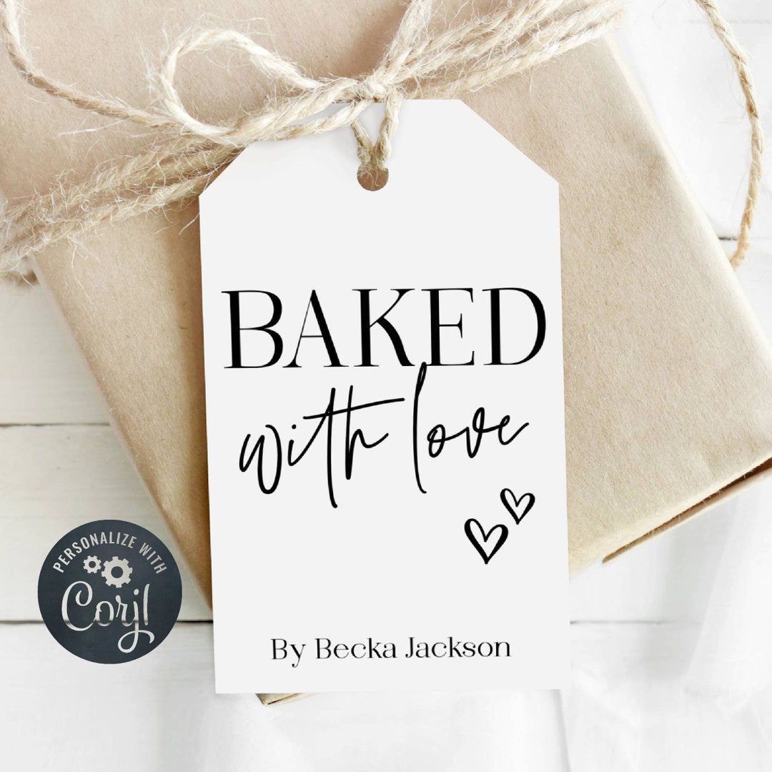 Minimalist Baked With Love Gift Tag Template, Printable Modern Simple ...