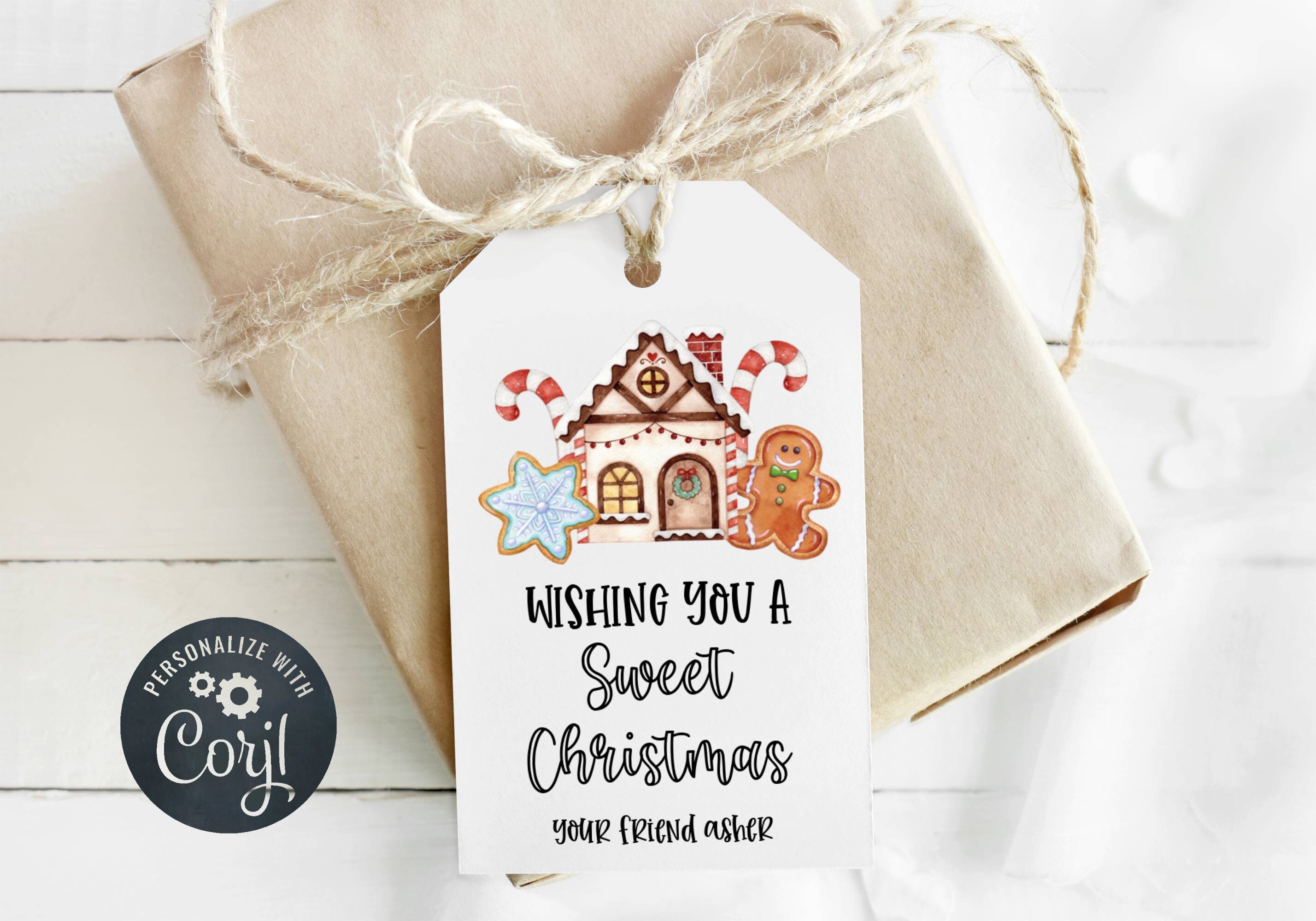 Sweet Christmas Gift Tag Template Printable Holiday Favor | Etsy