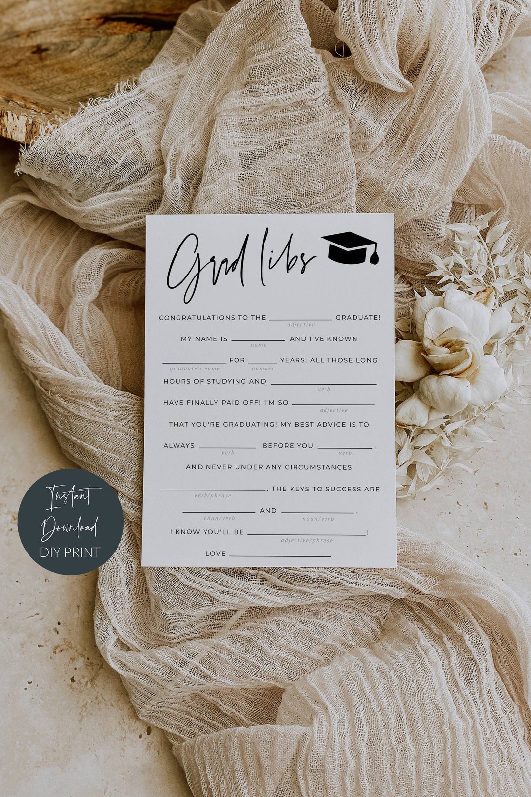 Grad Libs Graduation Game, Printable Graduate Advice Mad Libs Activity ...