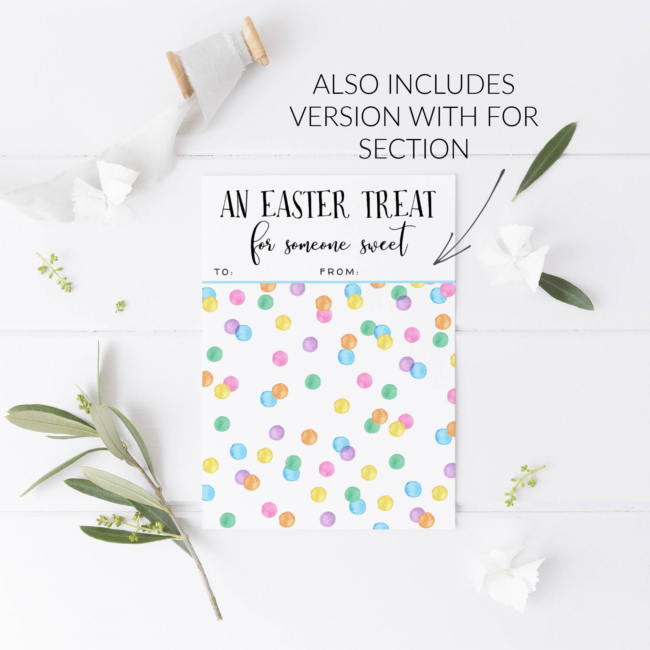 Printable Easter Mini Cookie Card, Pastel Spots Happy Easter Cookie ...