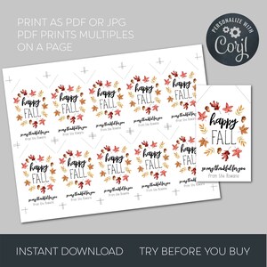 Happy Fall Gift Tag Template, Printable Hello Fall Gift Tag, Editable ...