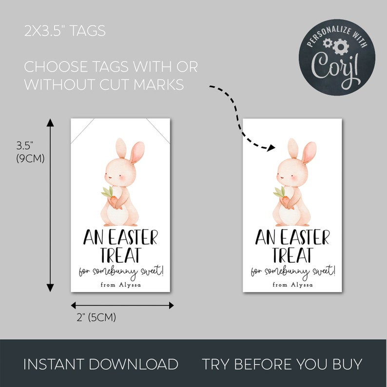 Easter Bunny Printable Gift Tag Template an Easter Treat for | Etsy