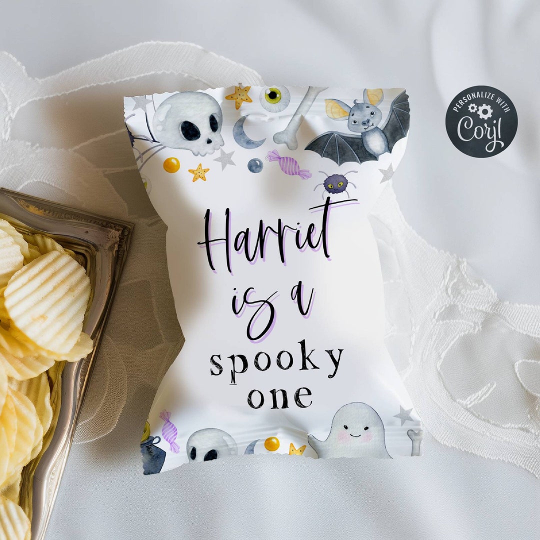 Spooky One Birthday Chip Bag Template, Printable Halloween 1st Birthday ...