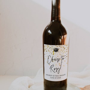 Graduation Wine Bottle Label Template, Printable Modern Congratulations ...