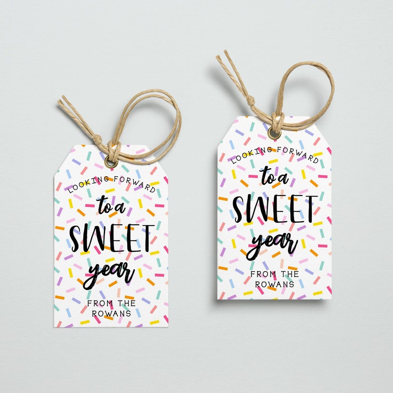 Sweet Year Gift Tag Template Printable Rainbow Sprinkles Back - Etsy