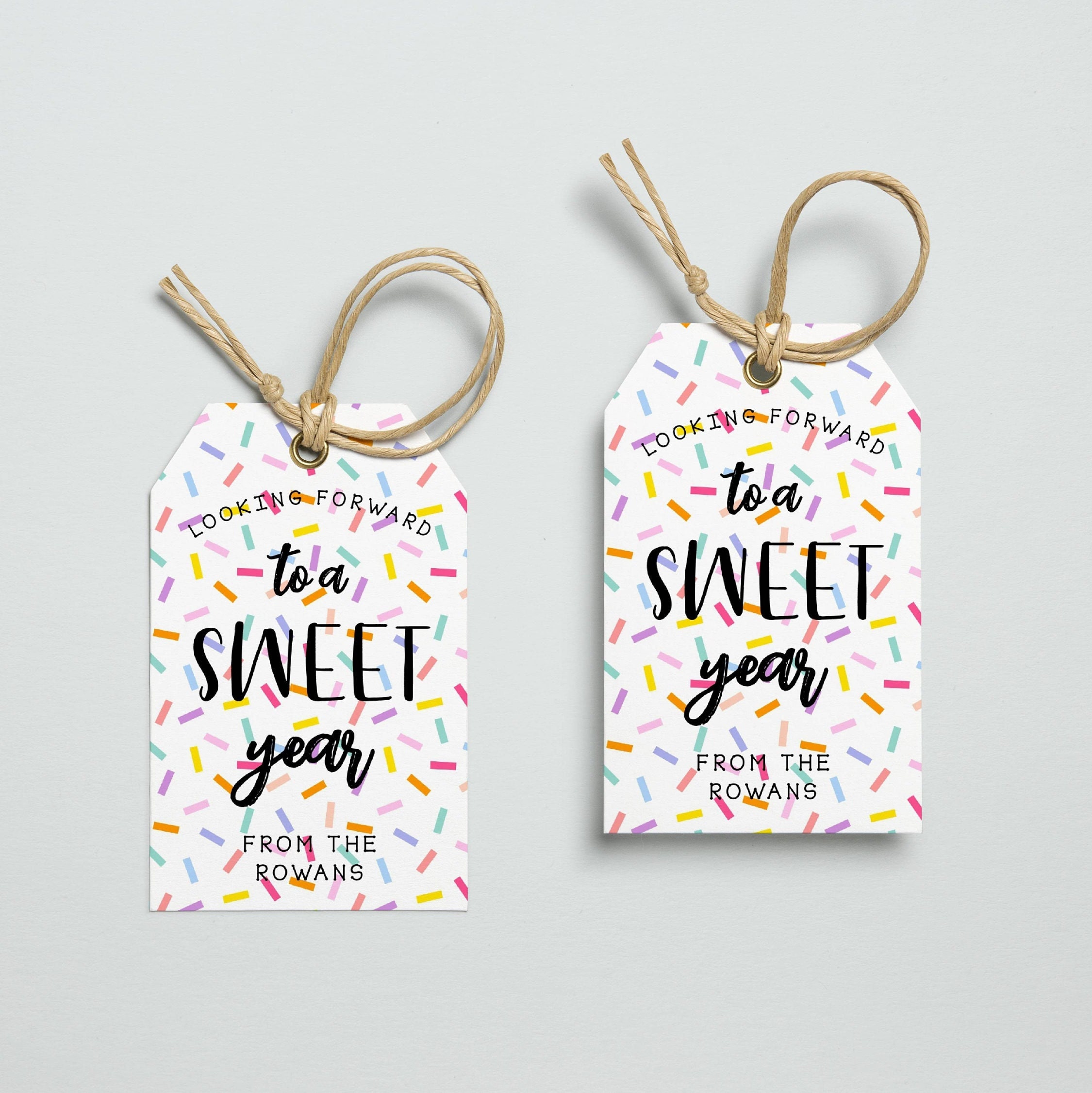 Sweet Year Gift Tag Template Printable Rainbow Sprinkles Back - Etsy Canada