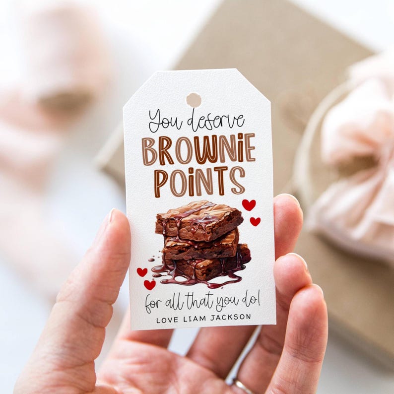 You Deserve Brownie Points Gift Tag Template, Printable Teacher ...