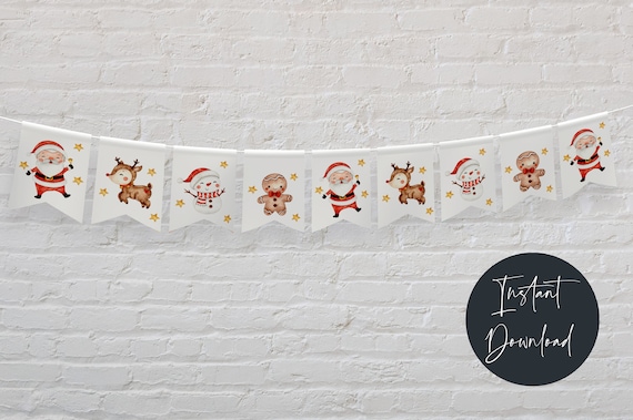 Cute Christmas Banner Printable Festive Holiday Bunting | Etsy
