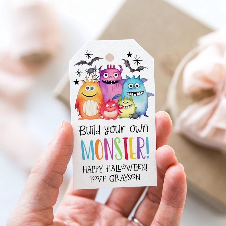 Build Your Own Monster Halloween Gift Tag Template, Printable Make A ...