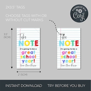 Back to School Take Note Gift Tag Template, Printable Note Pad First ...