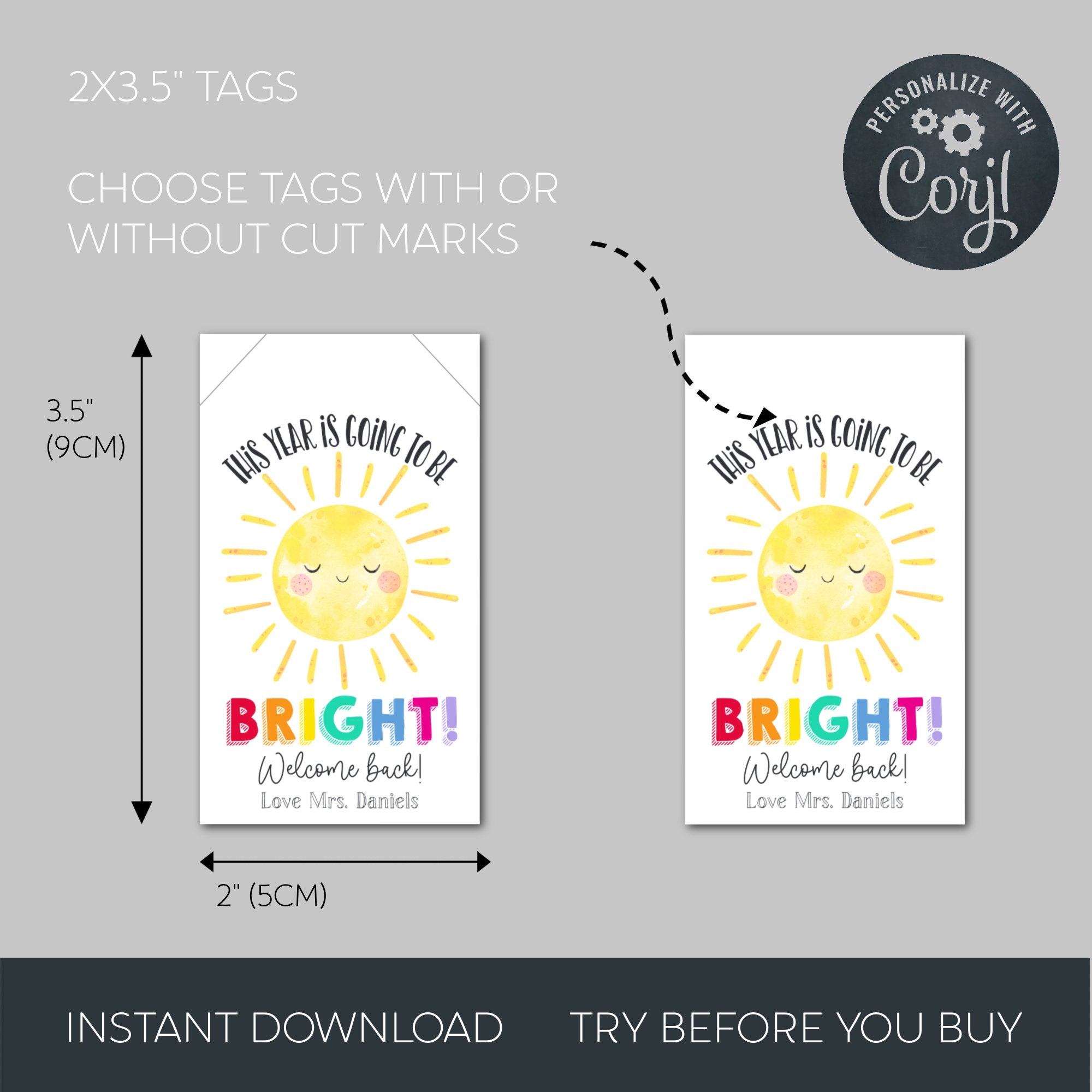 Back to School Gift Tag Template, Printable This Year is Looking Bright ...