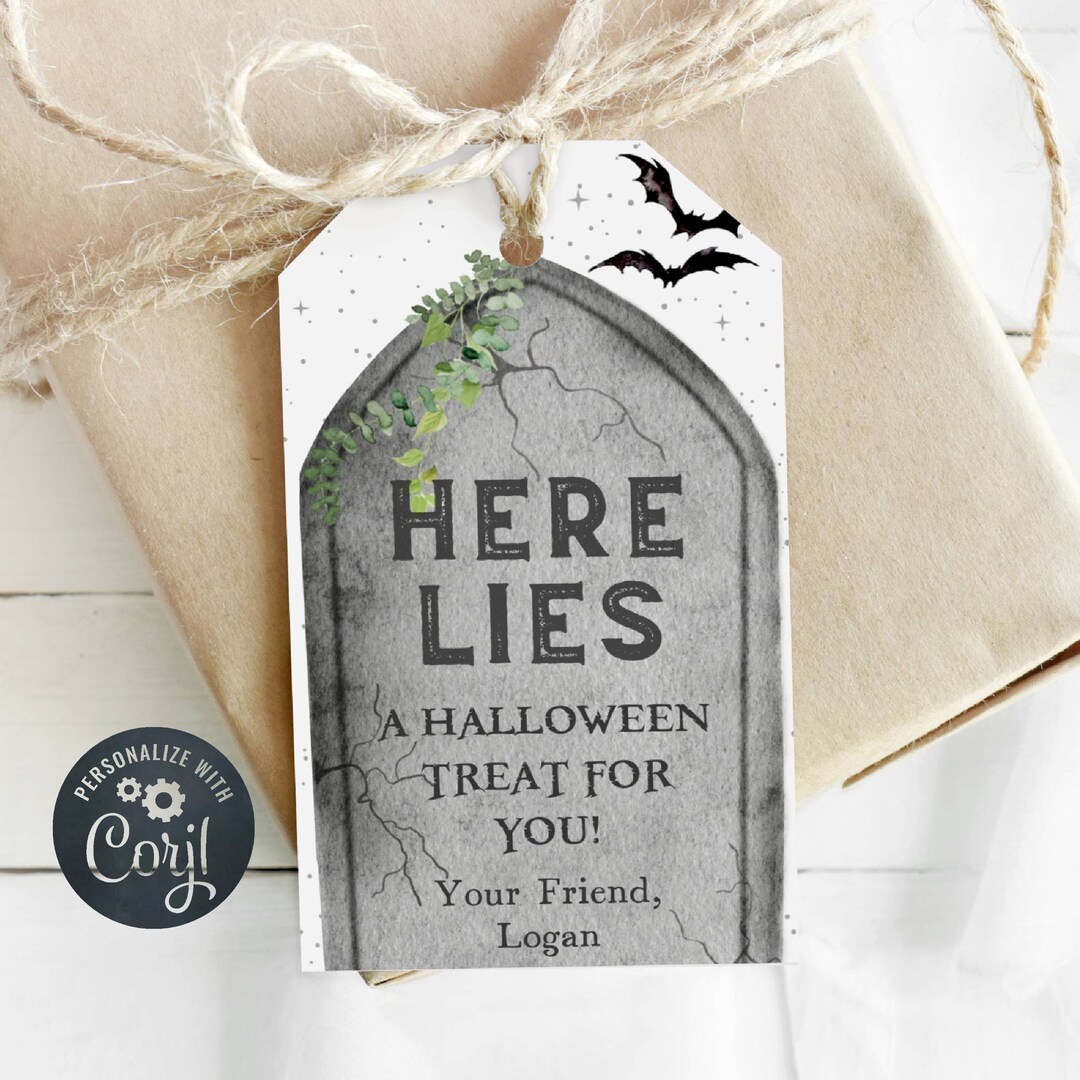 Tombstone Halloween Gift Tag Template, Printable Gravestone Halloween ...