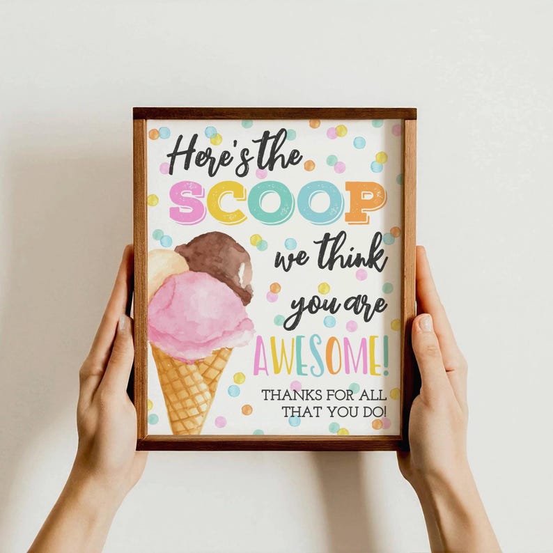 Ice Cream Appreciation Sign Template, Printable Teacher Sundae Bar ...