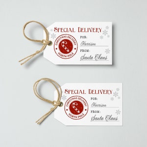 Printable Christmas Special Delivery Tag Template, Editable Santa North ...