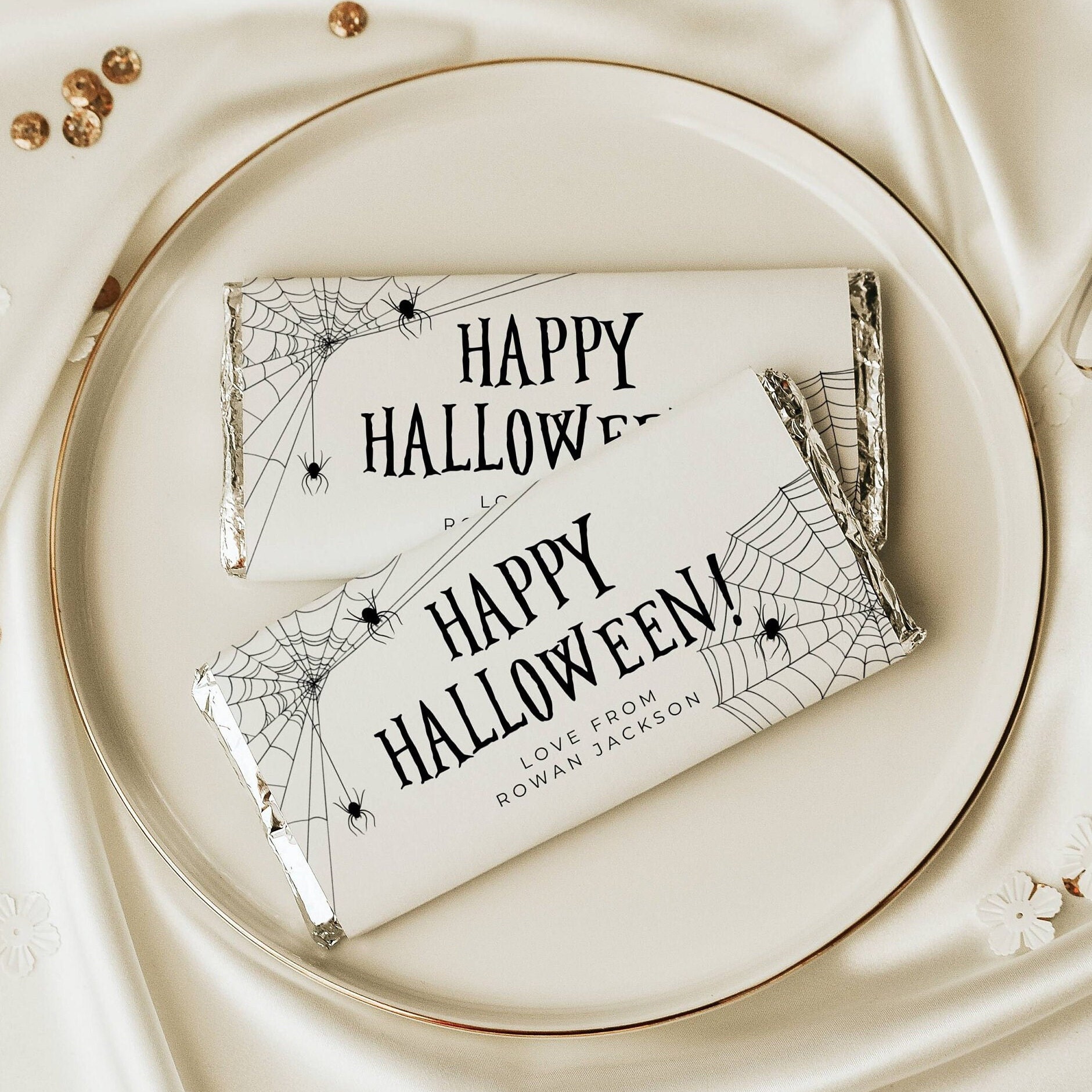 Halloween Spiderwebs Chocolate Bar Wrapper Template, Printable Spooky ...
