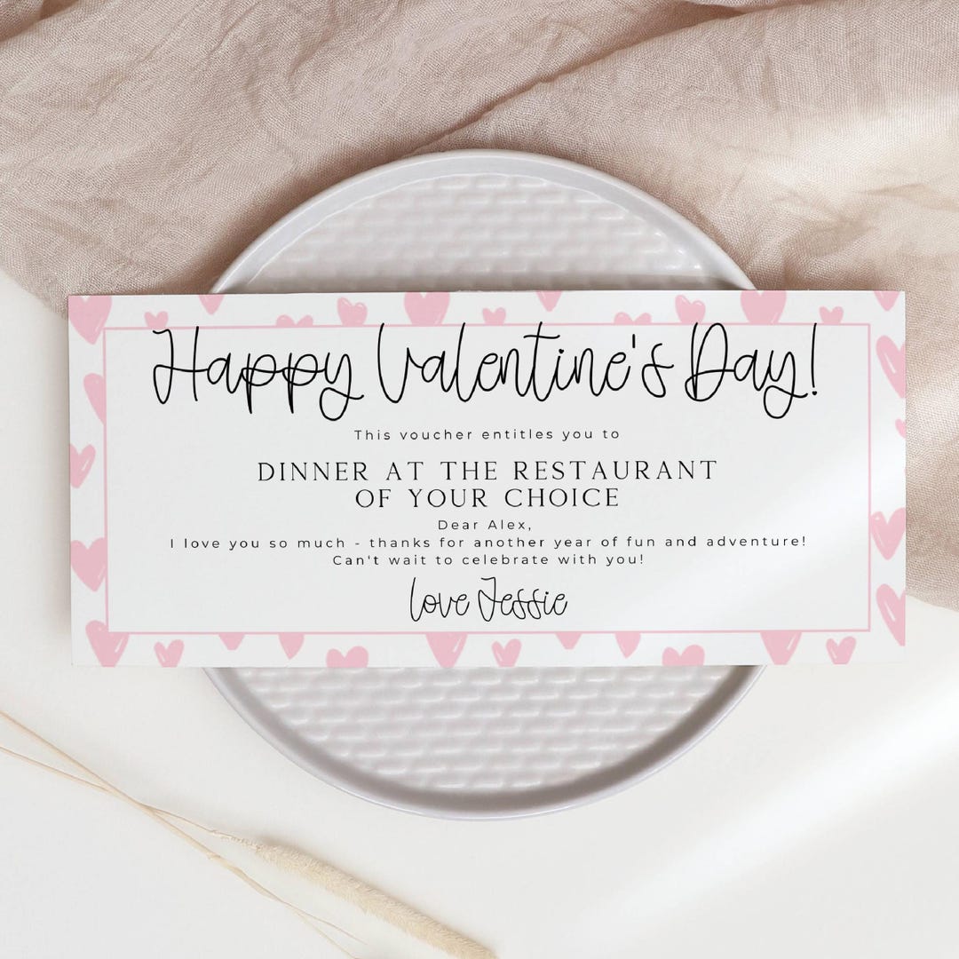 Valentine's Day Gift Certificate Template, Printable Love Hearts Coupon ...