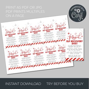 Editable Elf Recovery Dust Tag Template, Printable Magical Santa's ...