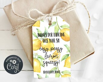 Lemon Teacher Appreciation Gift Tag Template Printable | Etsy