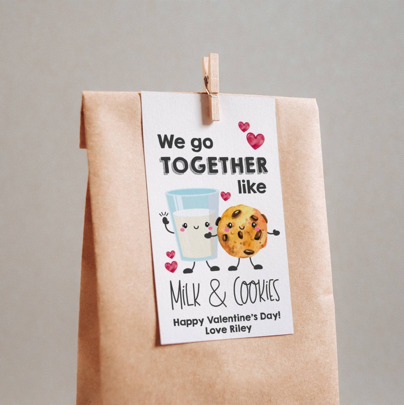 Milk and Cookies Valentine's Day Gift Tag Template, Printable We Go ...