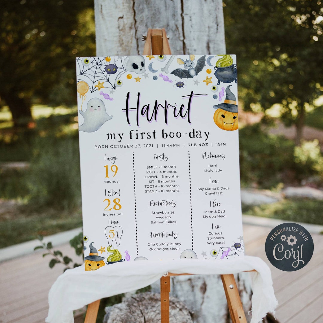 Editable Halloween Birthday Milestone Sign Template, Printable Spooky ...