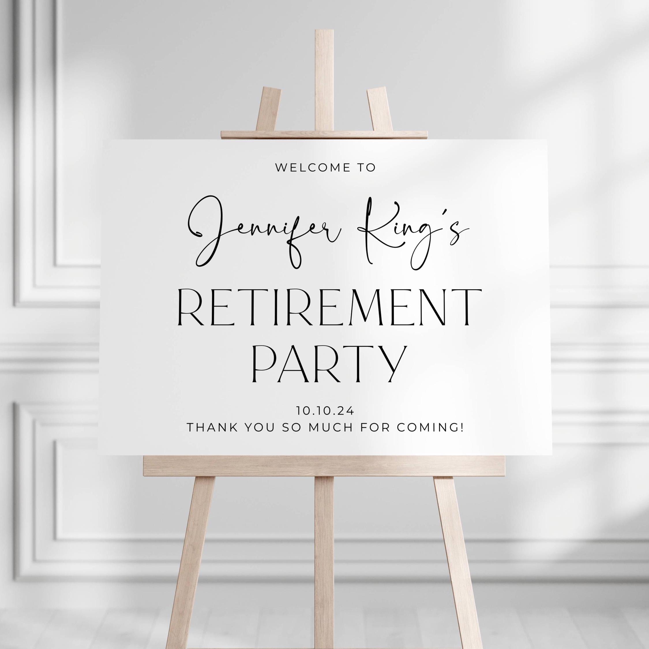 Elegant Retirement Party Welcome Sign Template, Printable Minimal ...