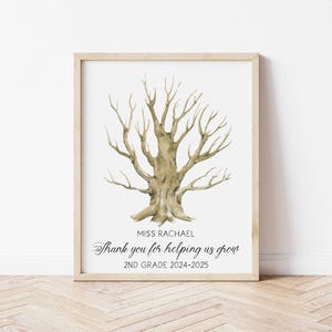Teacher Gift Fingerprint Tree Sign Template, Printable Teacher Thank ...