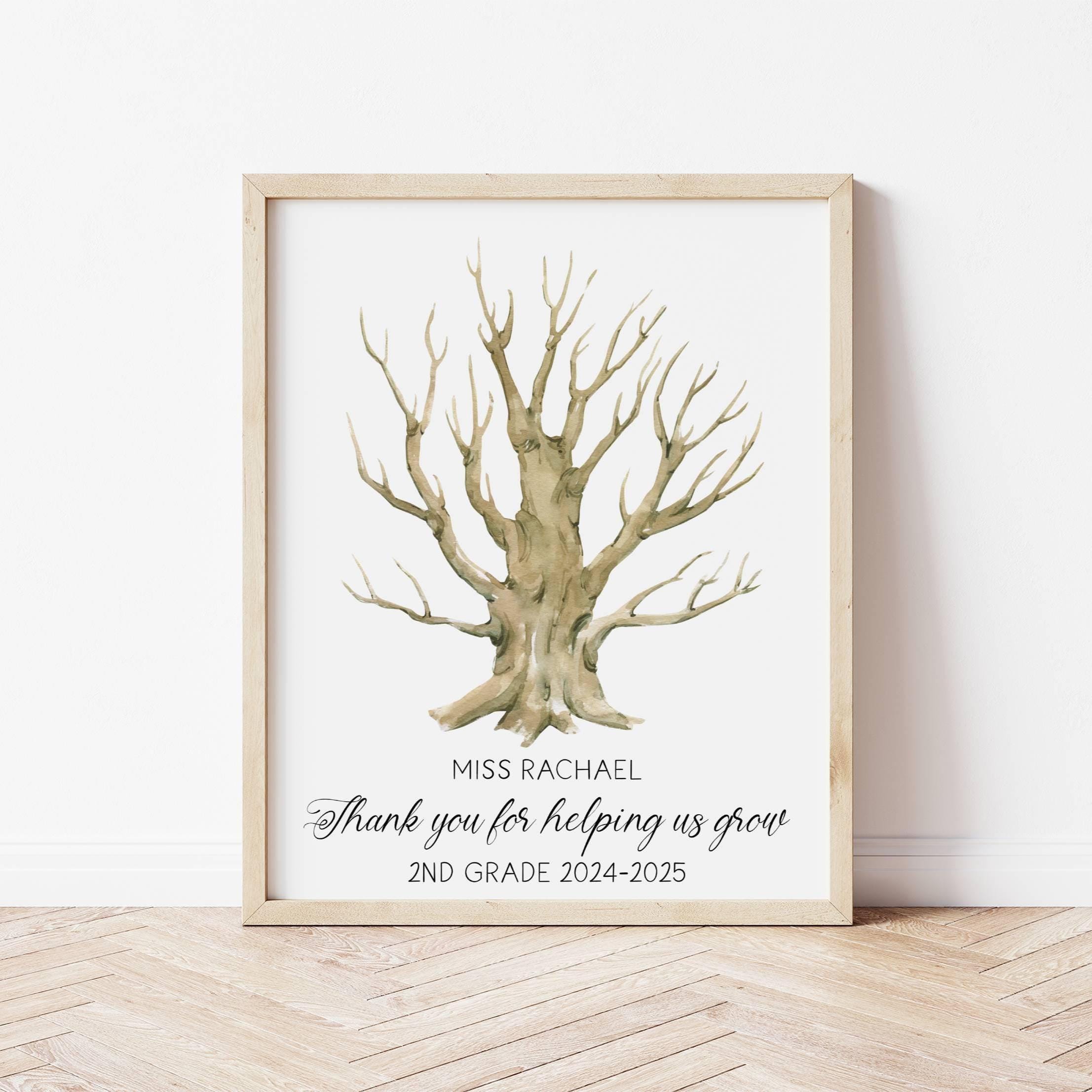 Teacher Gift Fingerprint Tree Sign Template, Printable Teacher Thank ...