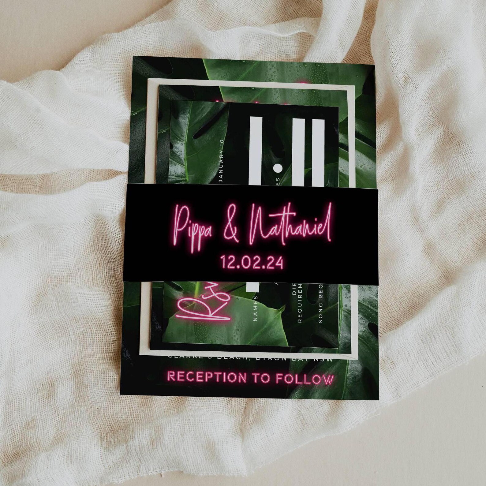 Neon Tropical Belly Band Template, Printable Beach Destination Wedding ...