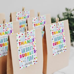 Bubbles Birthday Party Favor Tag Template, Printable Bubbles of Fun ...
