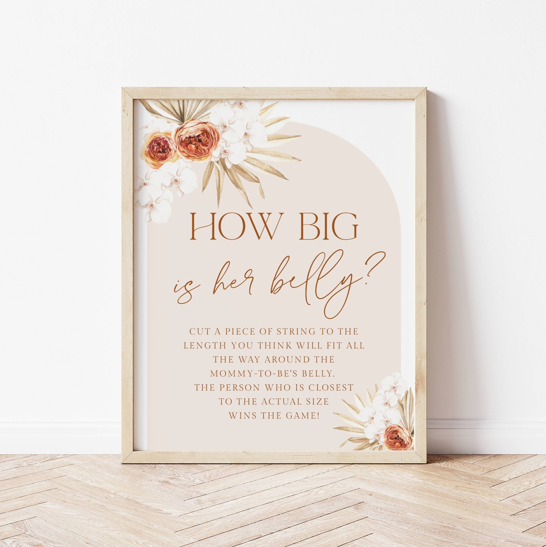 How Big is Her Belly Game Template Printable Boho Floral Baby - Etsy