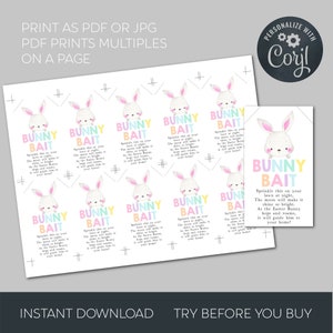Bunny Bait Gift Tag Template, Printable Pastel Easter Bunny Food Favor ...