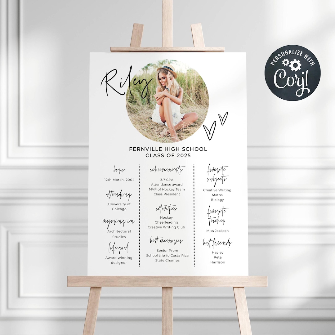 Graduation Photo Milestone Poster Template, Printable Class of 2025 ...