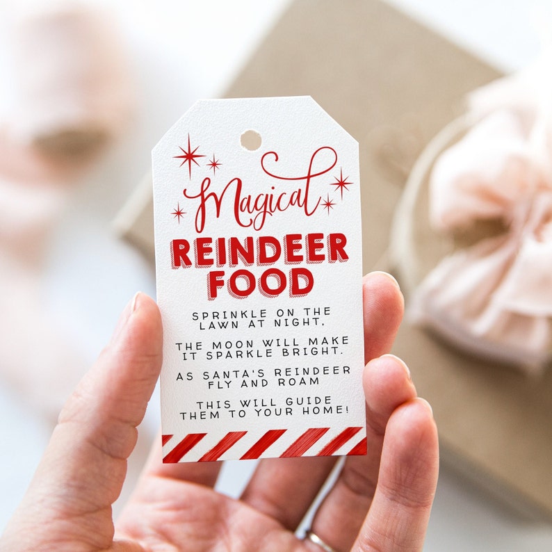 Printable Magical Reindeer Food Tag Template, Editable Christmas Eve ...