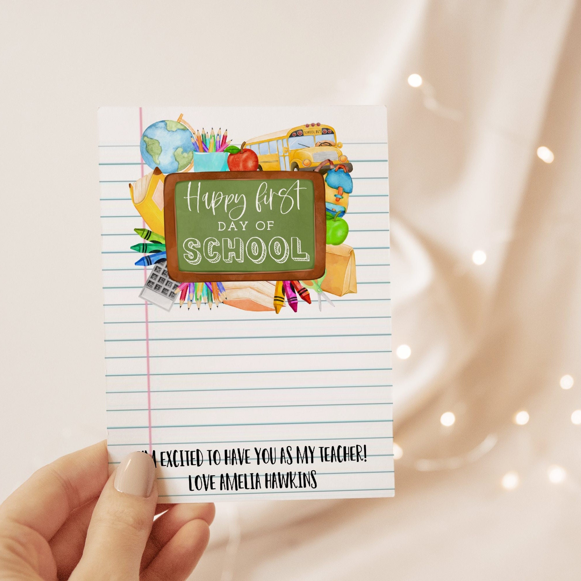 First Day of School Teacher Gift Card Holder Template - Etsy