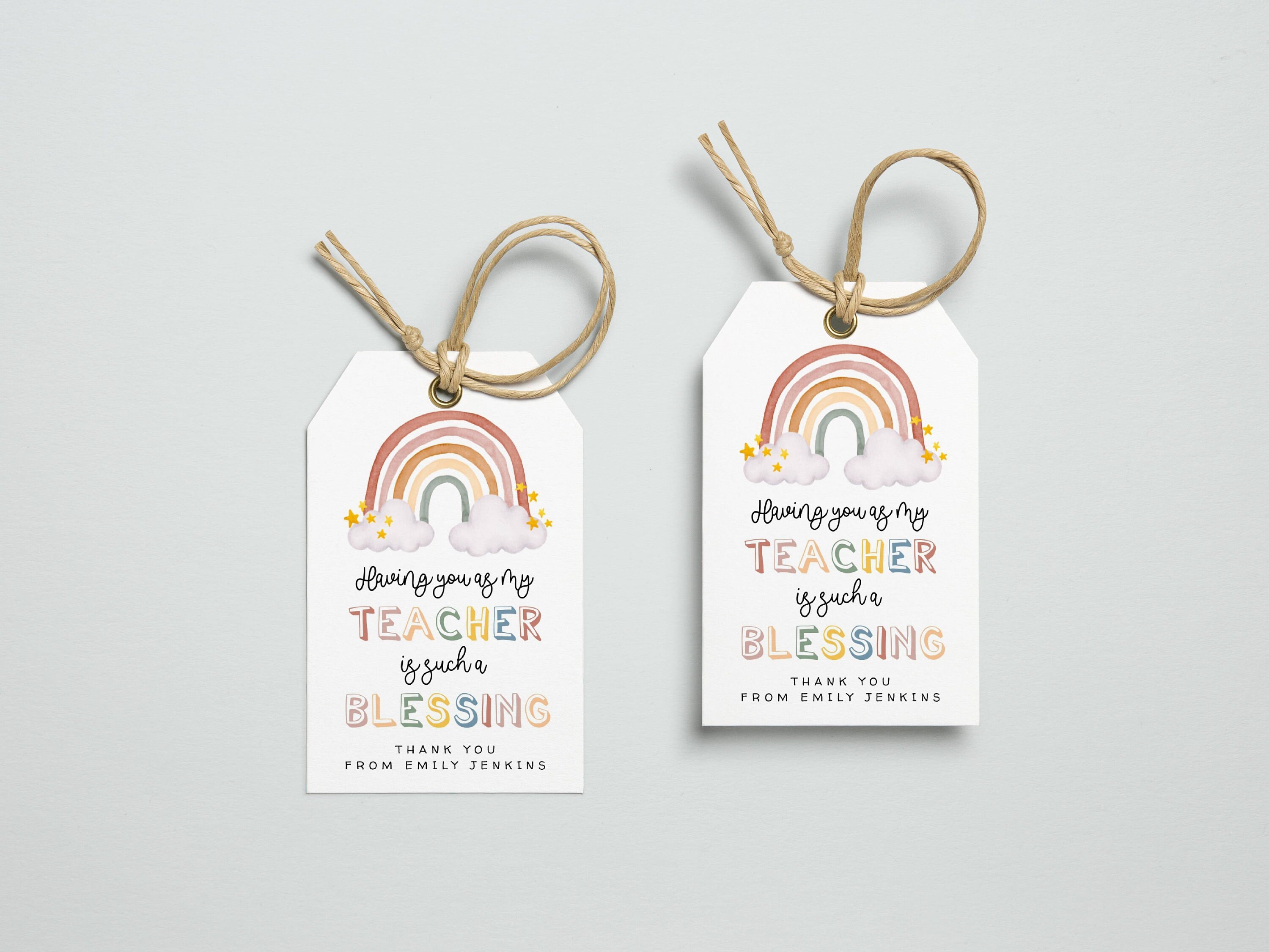 Printable Teacher Appreciation Gift Tag Boho Rainbow Teacher | Etsy