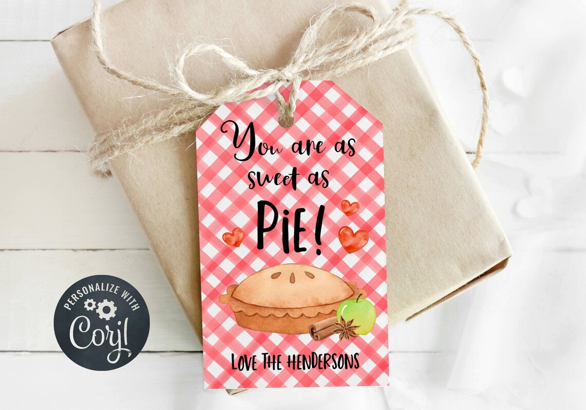 Printable Pie Gift Tag Template Editable You Are As Sweet As | Etsy