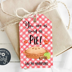 Printable Pie Gift Tag Template Editable You Are As Sweet As | Etsy