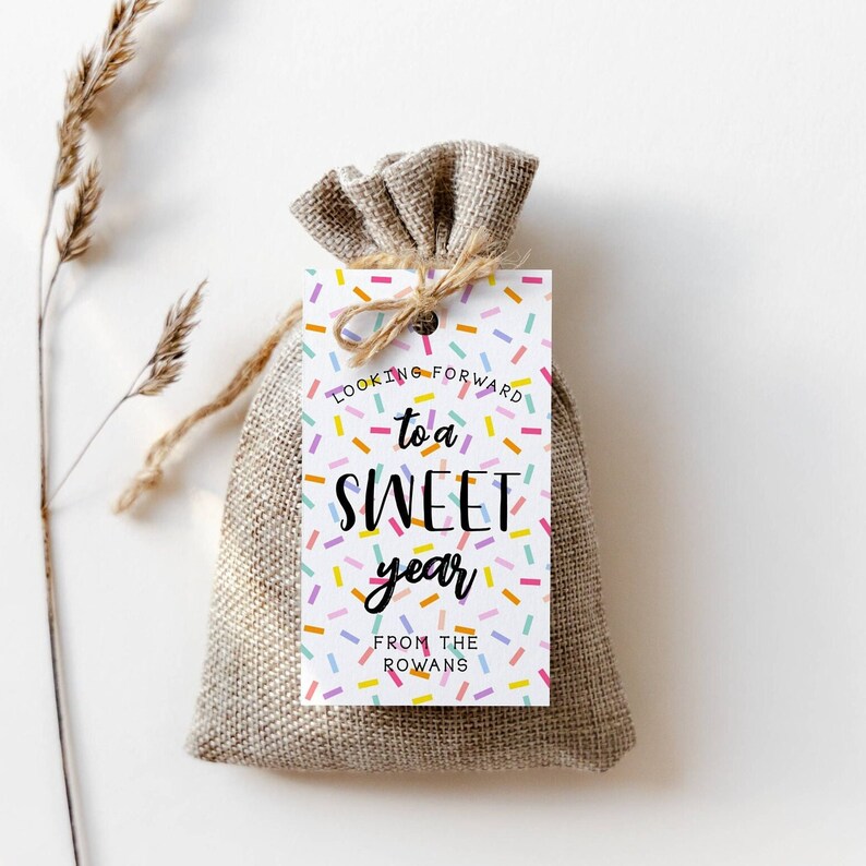 Sweet Year Gift Tag Template Printable Rainbow Sprinkles Back - Etsy